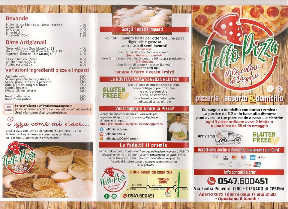 menu completo e prezzi Hello Pizza - Cesena | MYCIA.IT