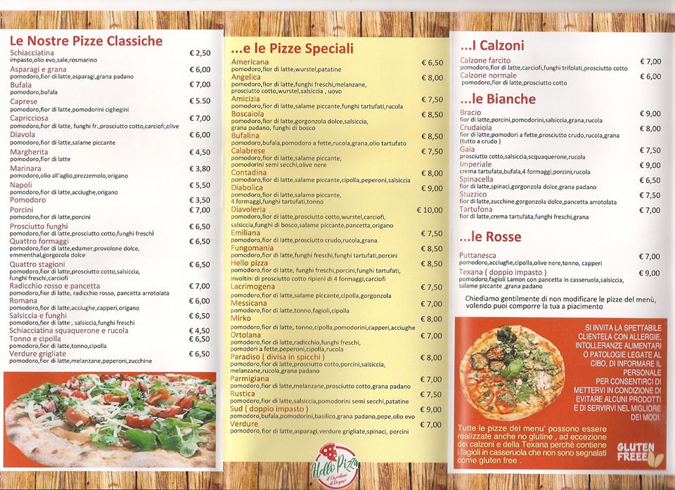 menu completo e prezzi Hello Pizza - Cesena | MYCIA.IT